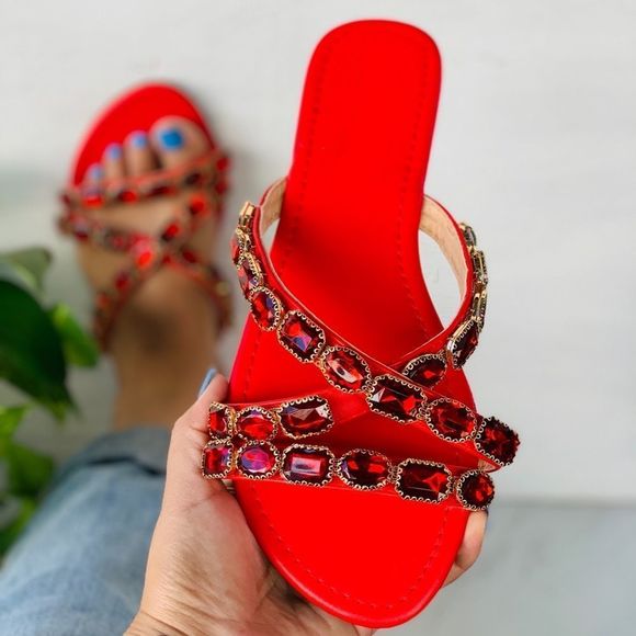 Girl’$ Culture | Shoes | Red Rubys Jewel Sandals | Poshmark